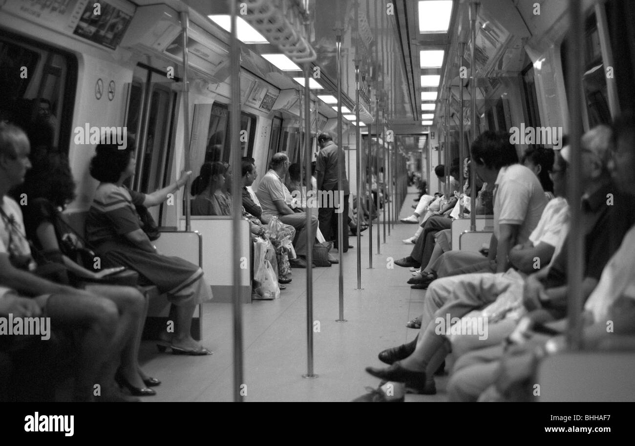Interior of Singapore MRT train 1988 Stock Photo - Alamy