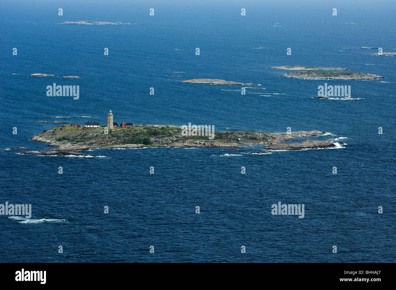 A lighthouse on an island, Sandhamn, Stockholm archipelago, Sweden ...