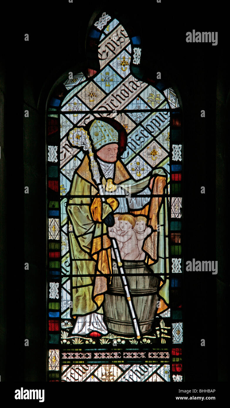A stained glass window depicting Saint Nicholas, St Nicholas Church ...