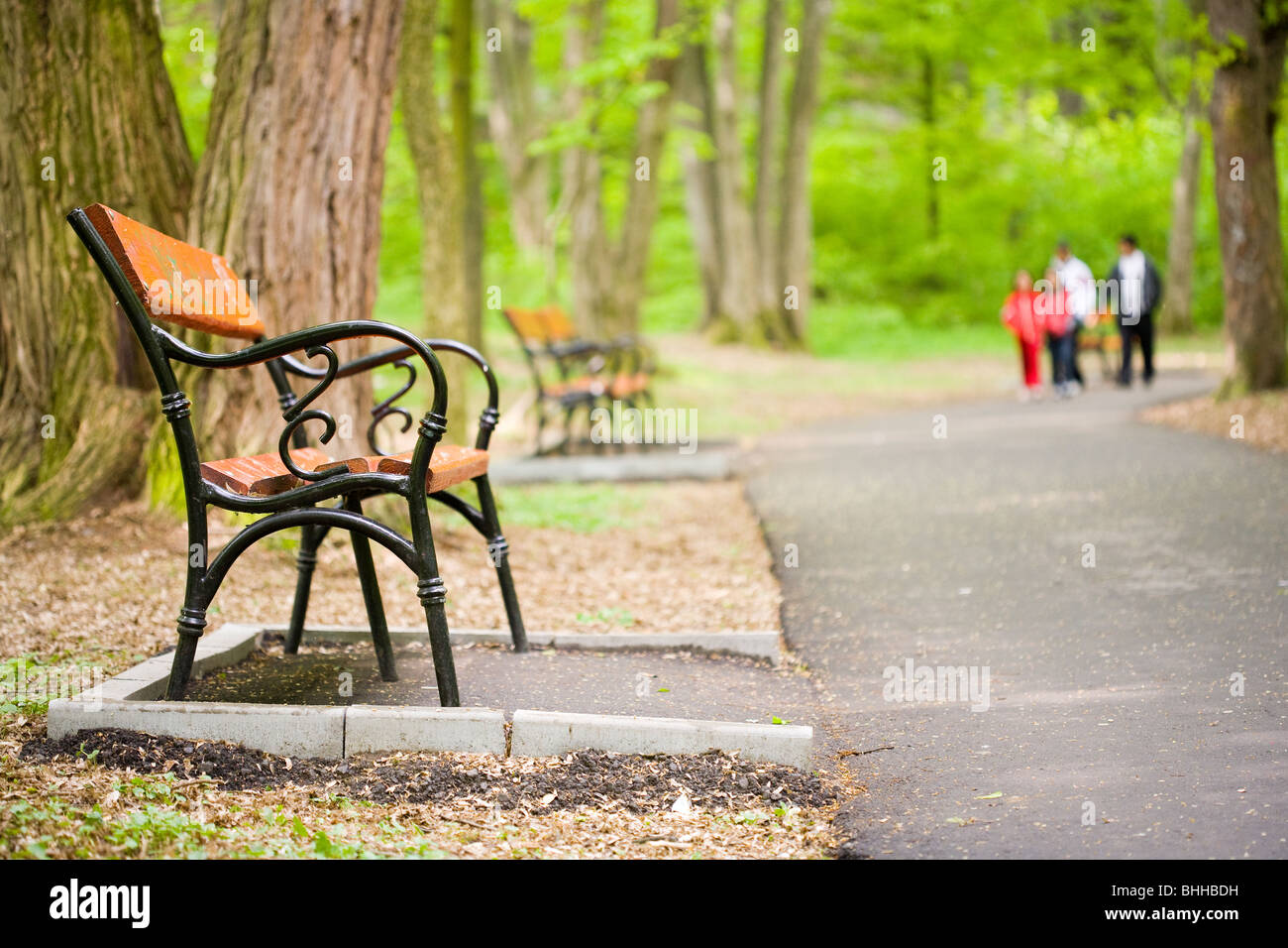 Benches outdoor in a park Stock Photo - Alamy