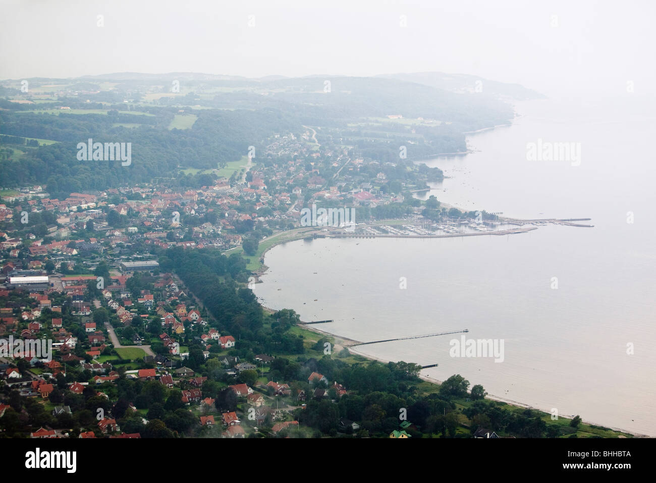 View of a town a foggy day, Bastad, Skane, Sweden Stock Photo - Alamy