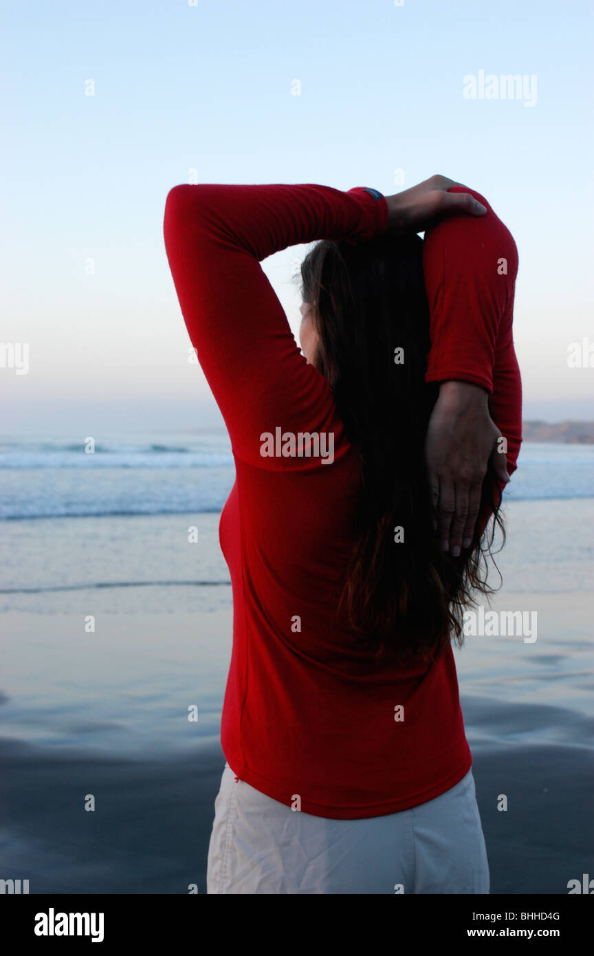 Woman on a beach, Denmark Stock Photo - Alamy