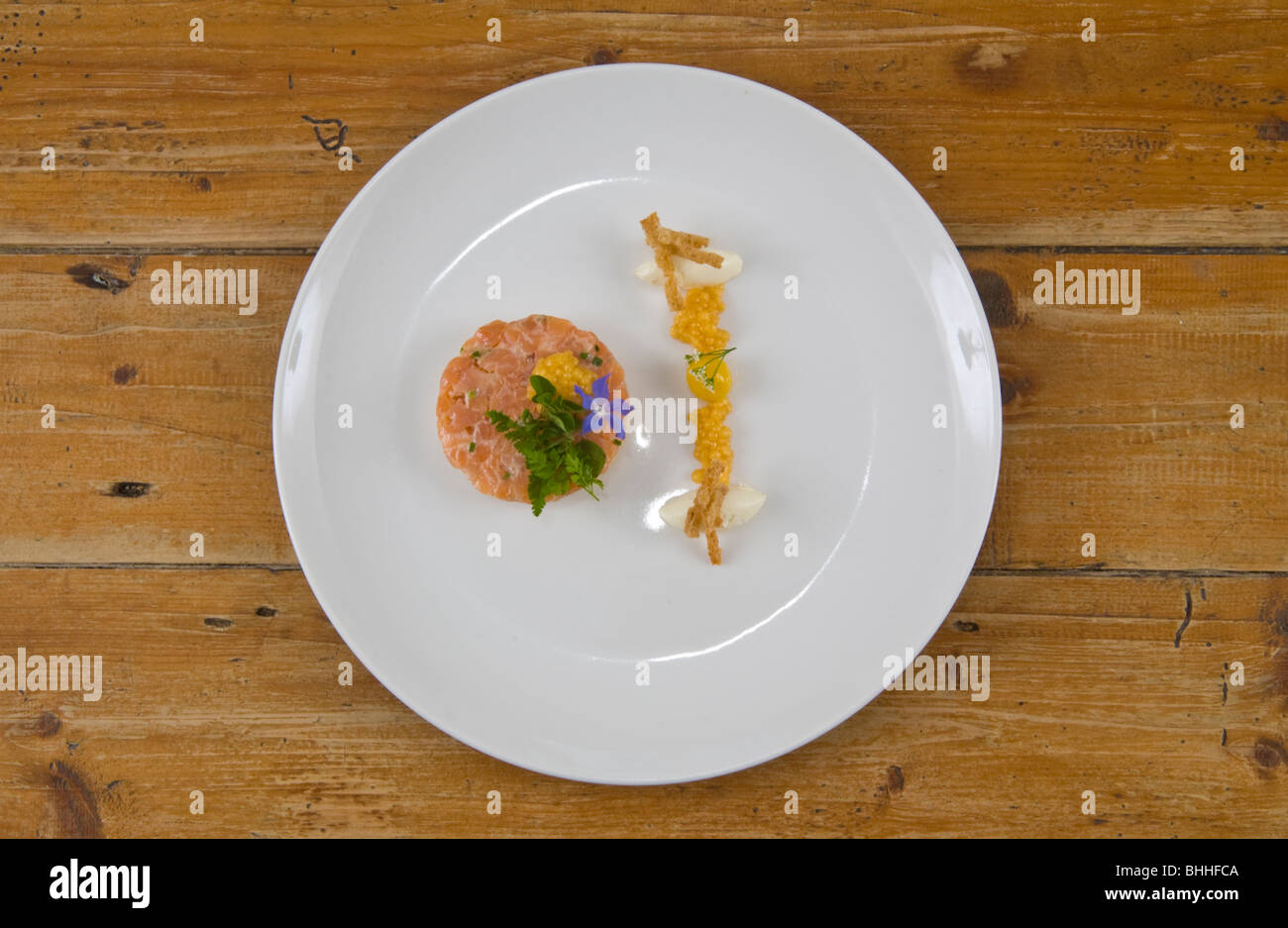Smoked Salmon Tartare at The Felin Fach Griffin restaurant, near Brecon ...