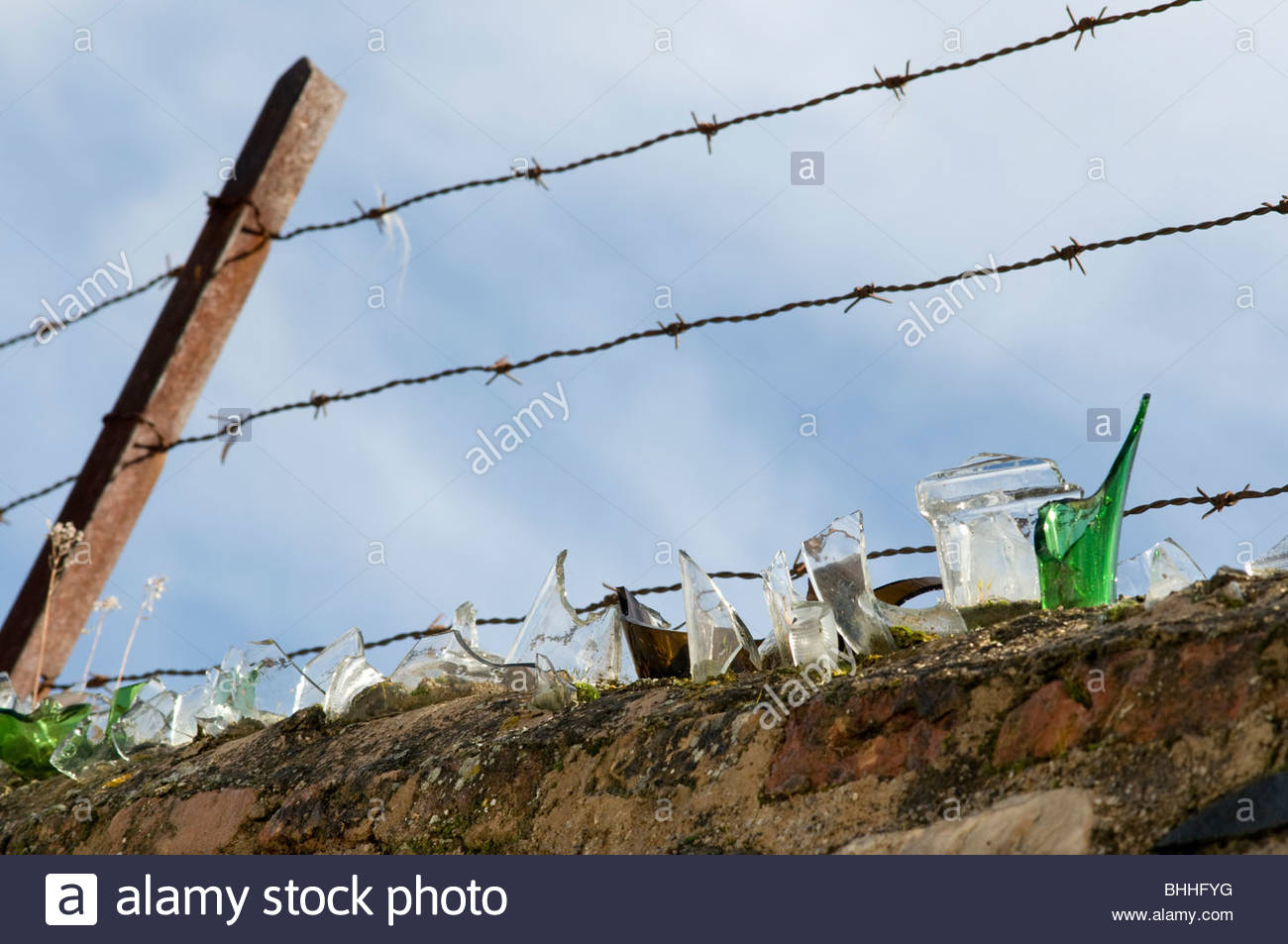 Wall With Glass Shards Stock Photos & Wall With Glass Shards Stock ...