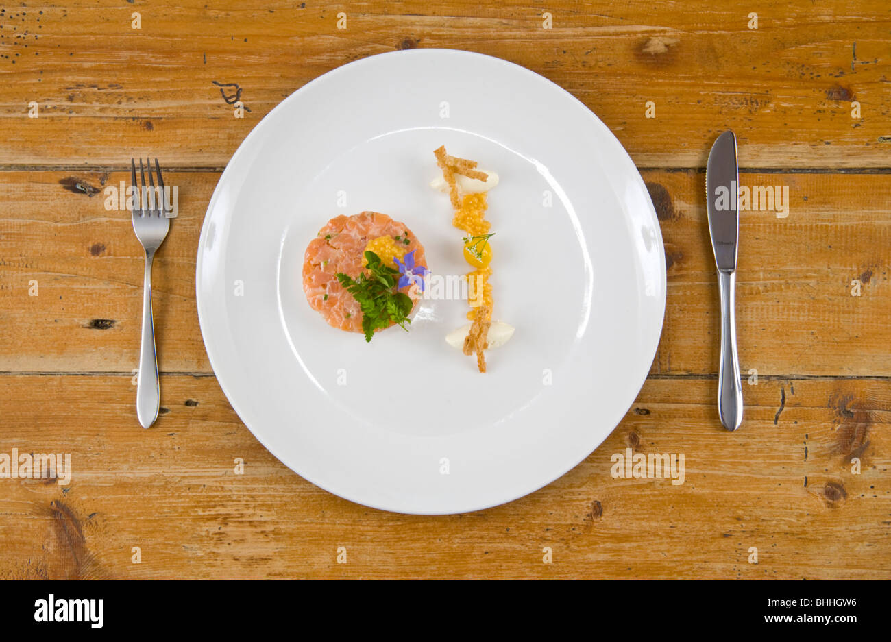 Smoked Salmon Tartare at The Felin Fach Griffin restaurant, near Brecon ...
