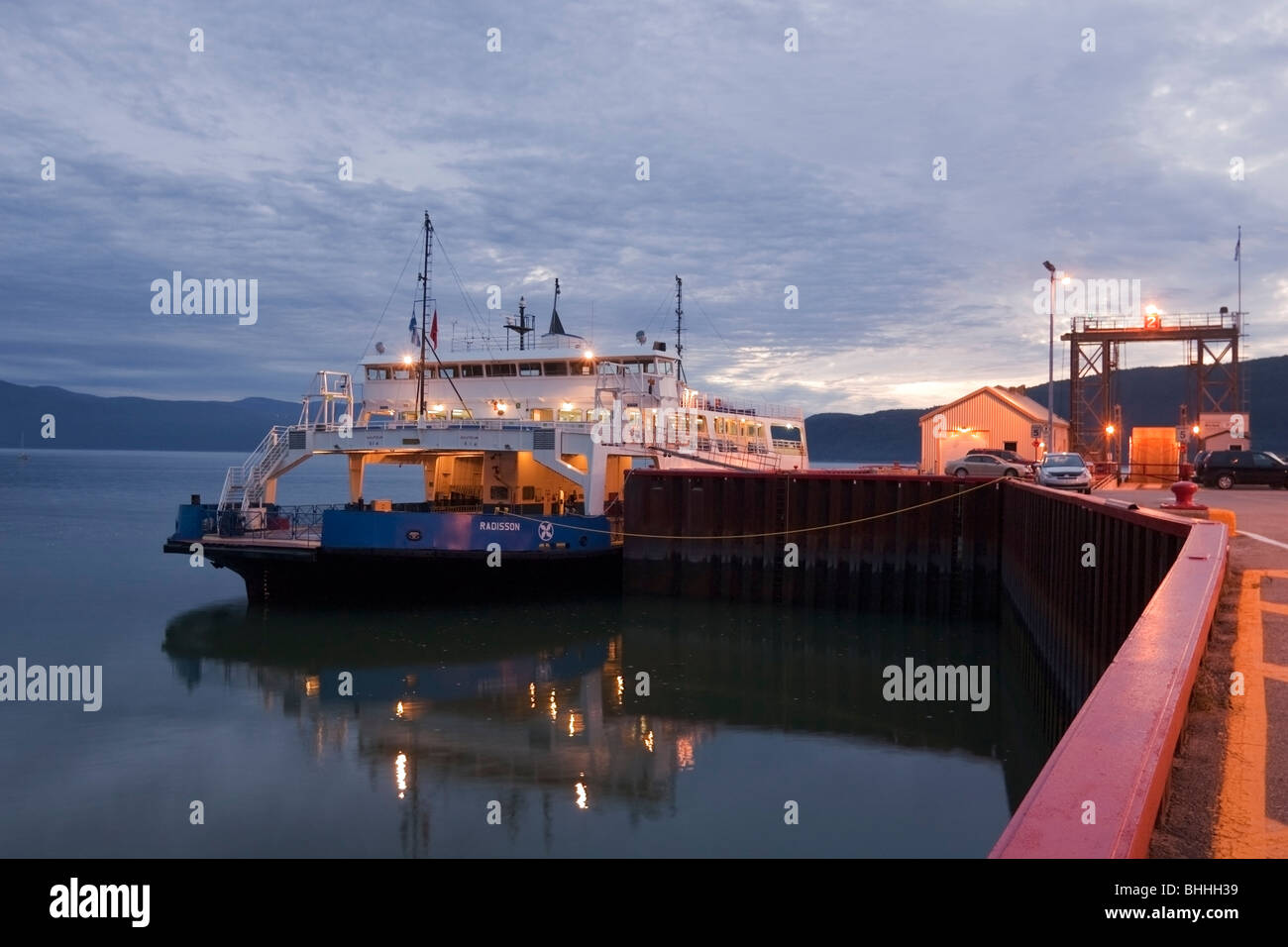 The ferry boat in the harbor on between Isle-aux-Coudres. Charlevoix ...