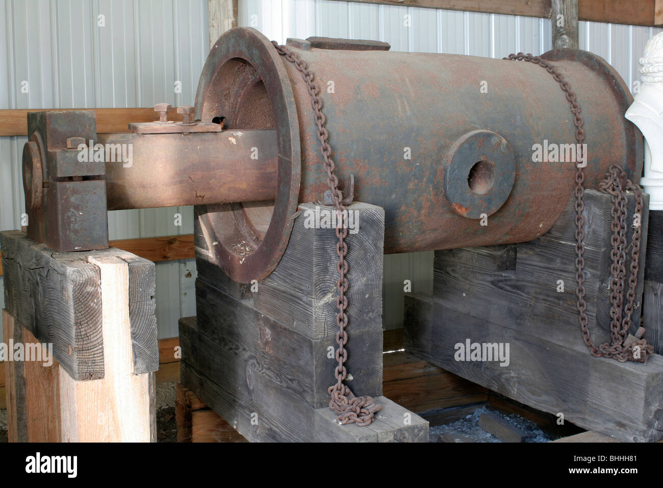 Early boring machine tool used at Watt Factory to build steam engines ...