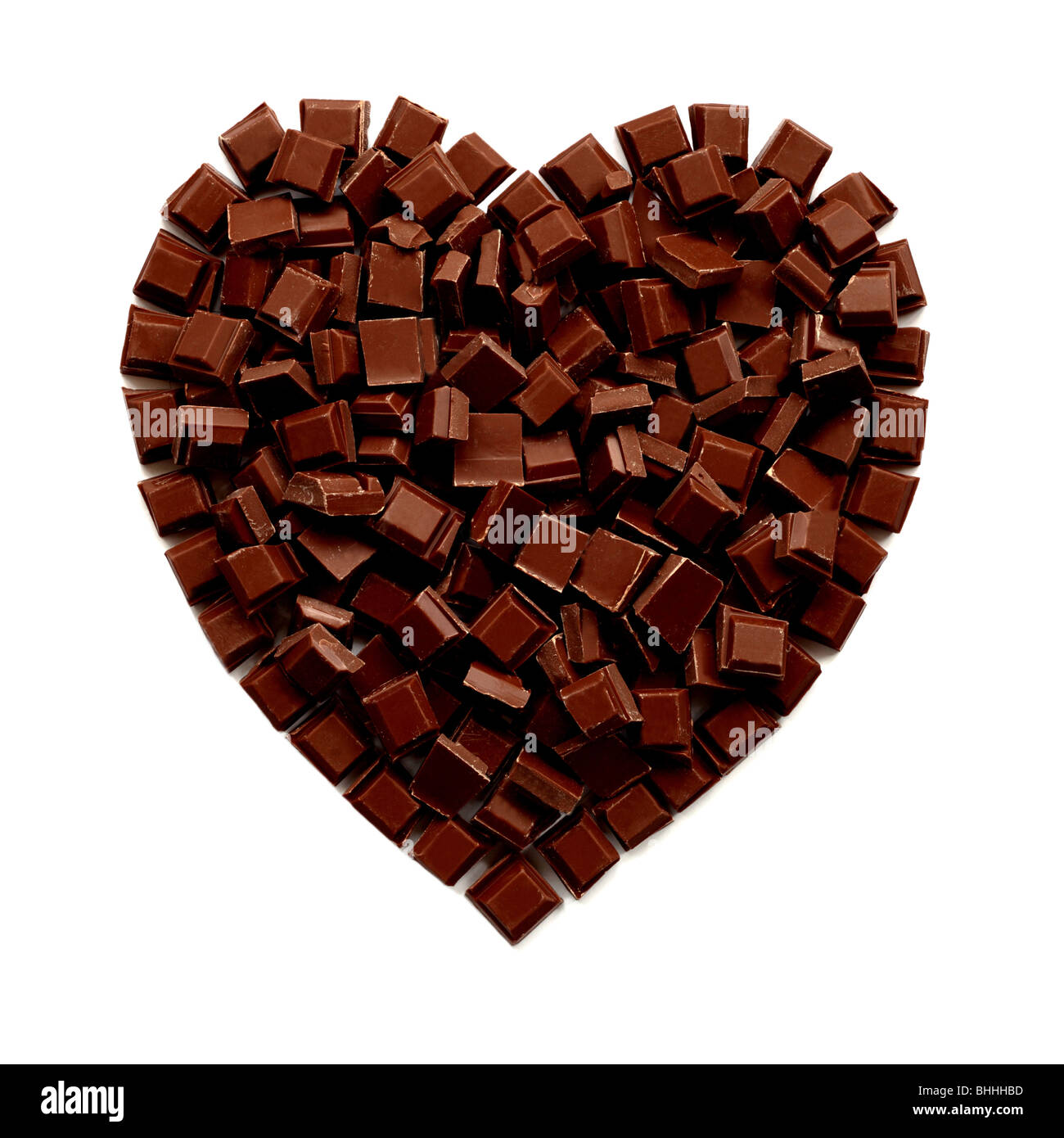 Chocolate chunk heart shaped symbol on a white background Stock Photo ...