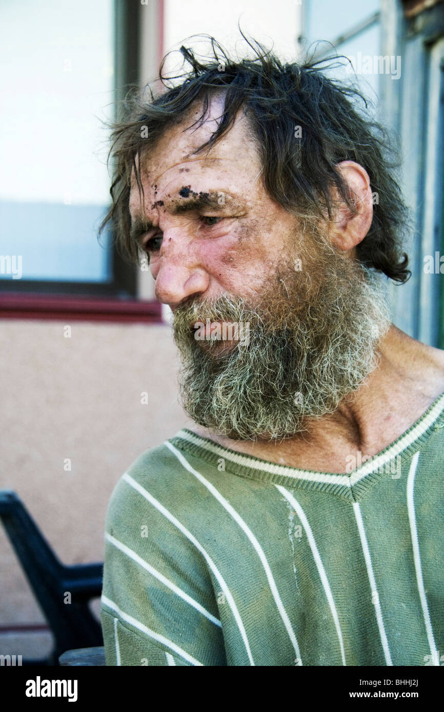 Homeless man in depression Stock Photo - Alamy