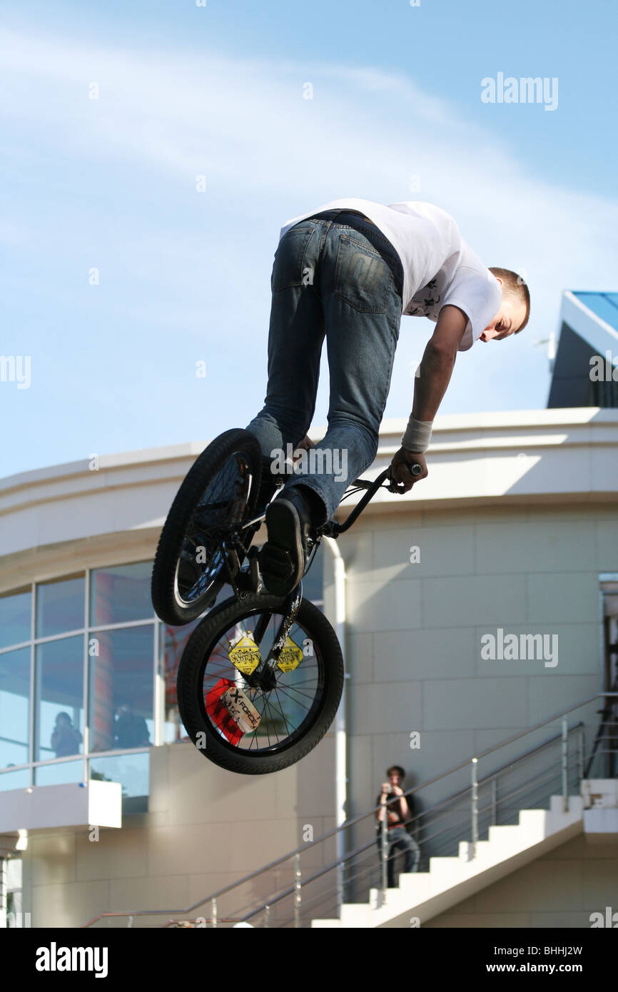 BMX biker jump Stock Photo - Alamy