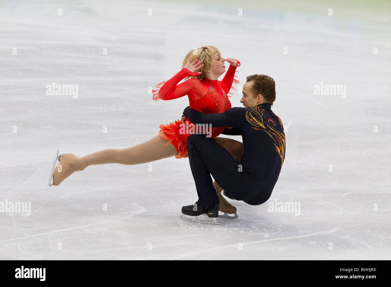 Caydee Denney and Jeremy Barrett (USA) competing in the pairs short the ...