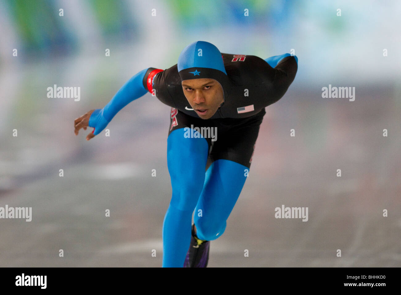 Shani Davis (USA) competing in the 5000m Speed Skating at the 2010 ...