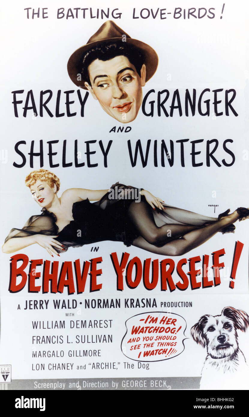 BEHAVE YOURSELF ! - Poster for 1951RKO film with Shelley Winters and ...