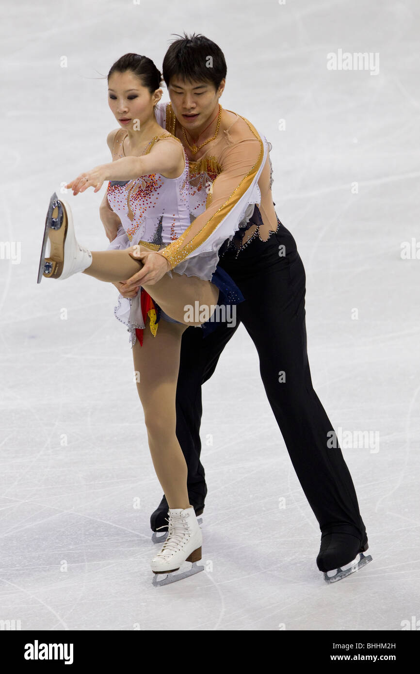 Zhang Dan and Zhang Hao (CHN) competing in the pairs short the 2010 ...
