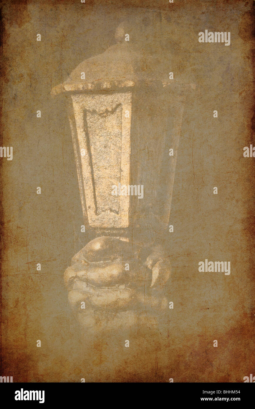 the vintage background with historical lantern in hand Stock Photo - Alamy