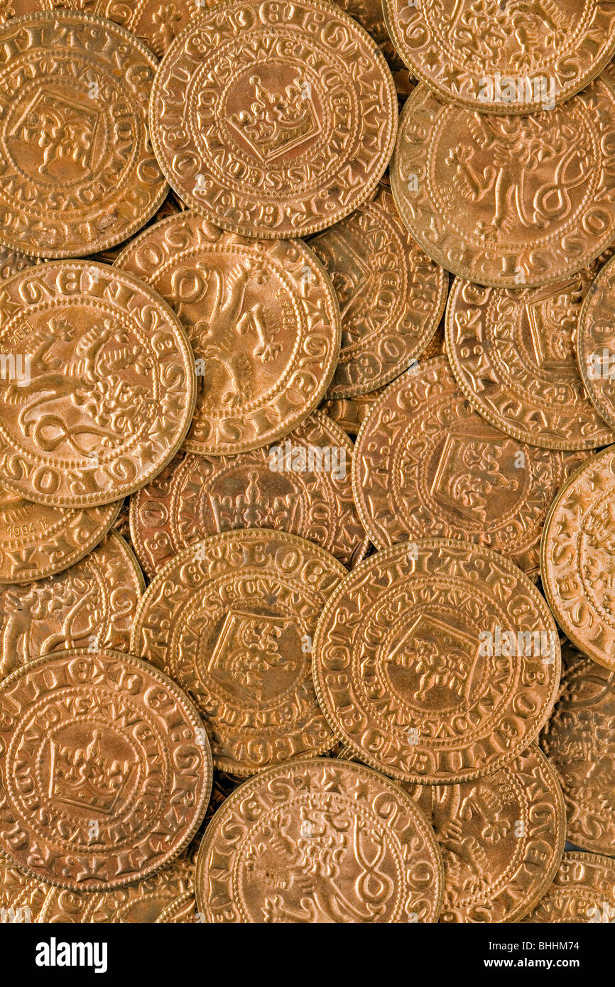 a lot of antique gold coins Stock Photo - Alamy