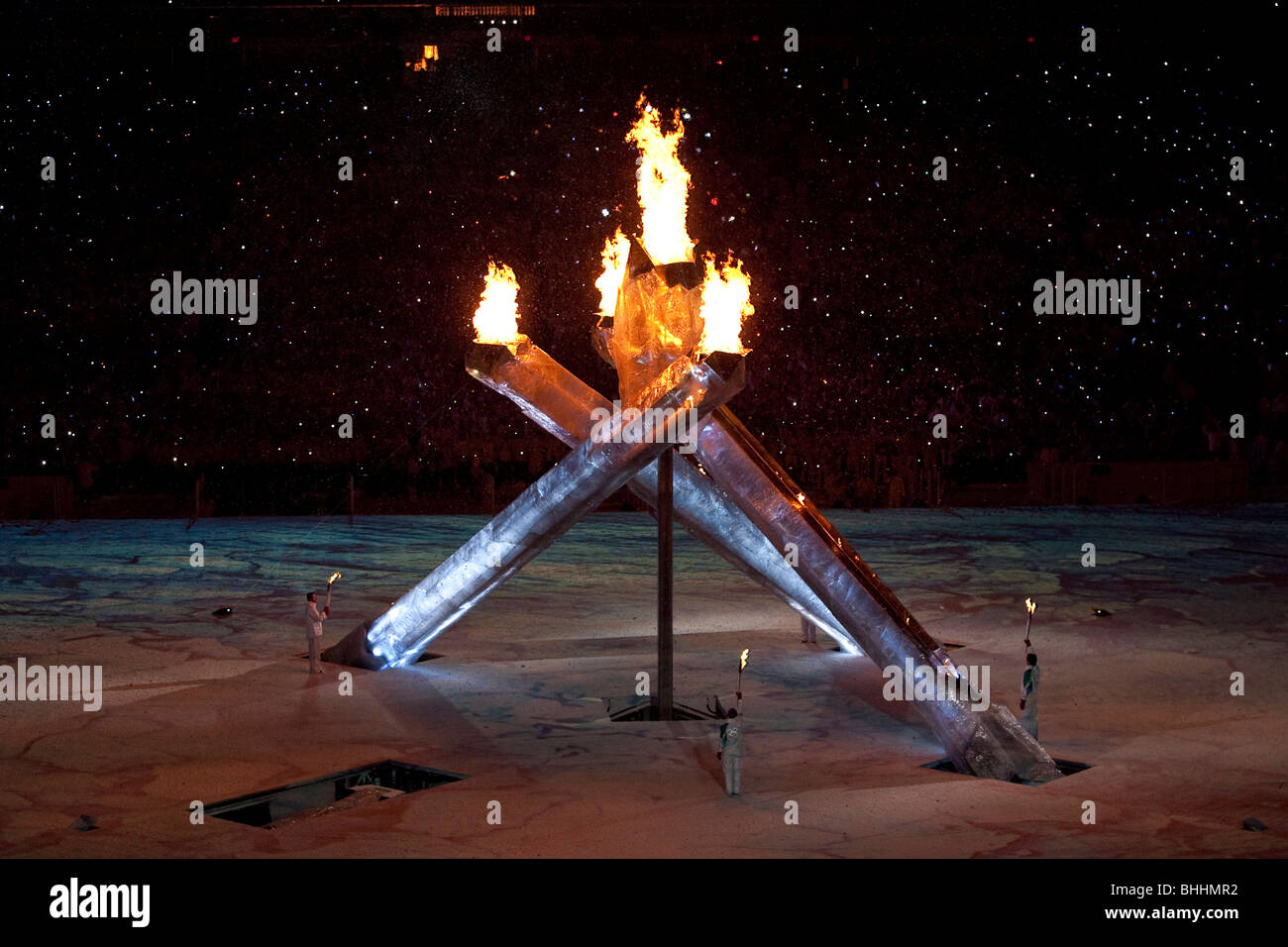 The Olympic flame at the Opening ceremonies of the 2010 Olympic Winter ...