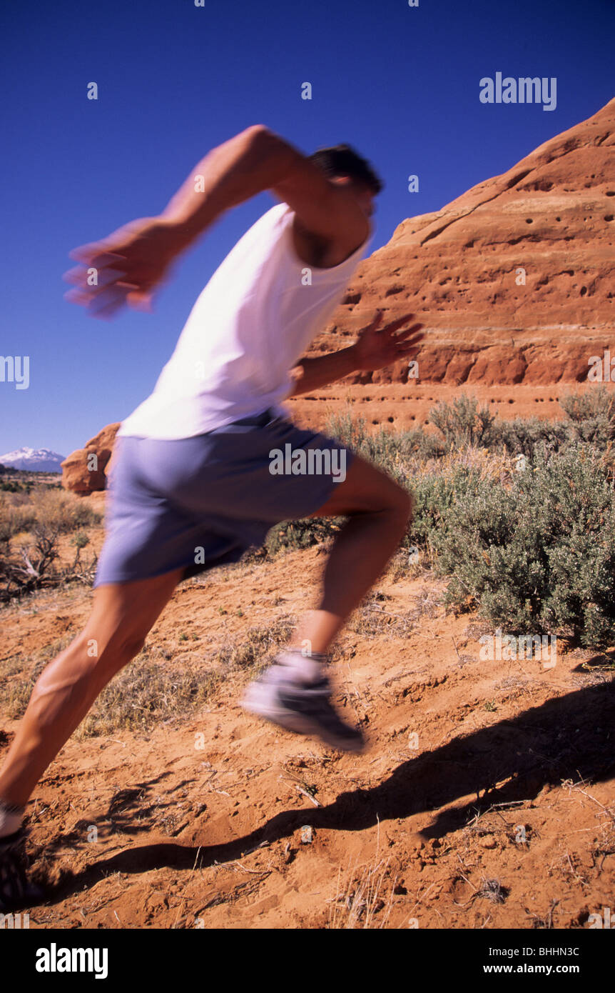 Sports man running road work hi-res stock photography and images - Alamy