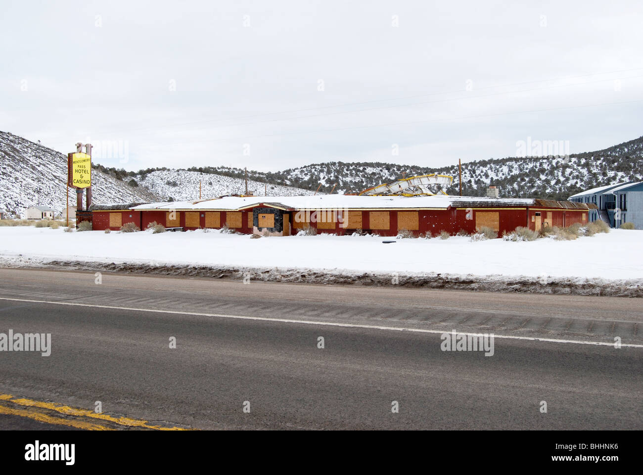 abandoned hotel casino in boundary peak nevada, on the california ...