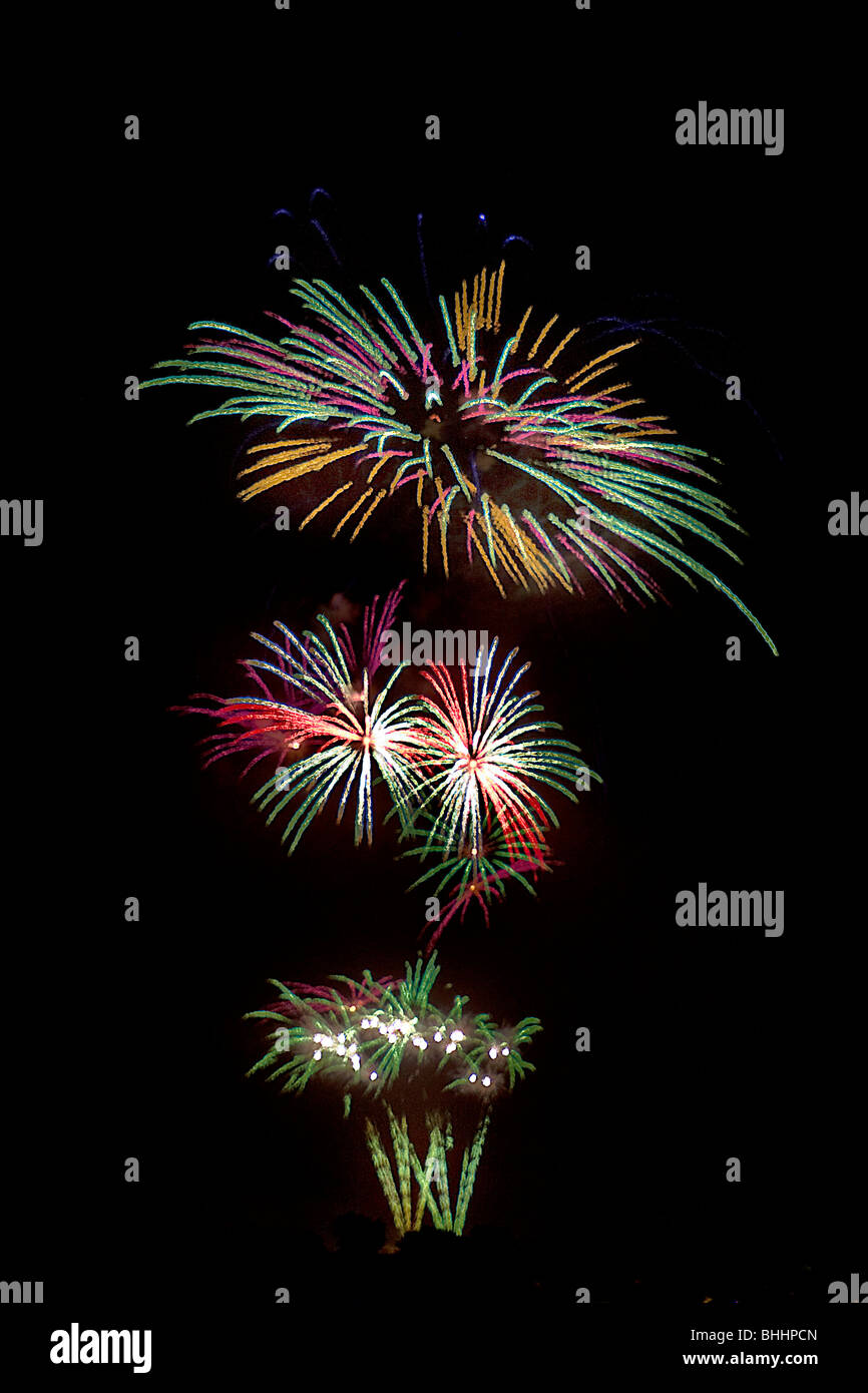 Colorful 4th of July fireworks burst in the night sky over Southern ...