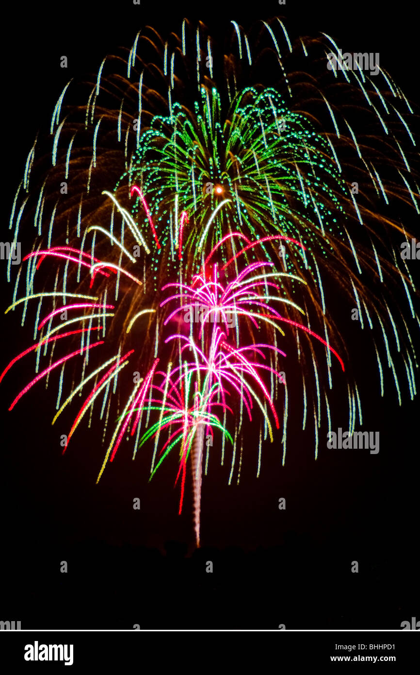 Colorful 4th of July fireworks burst in the night sky over Southern ...