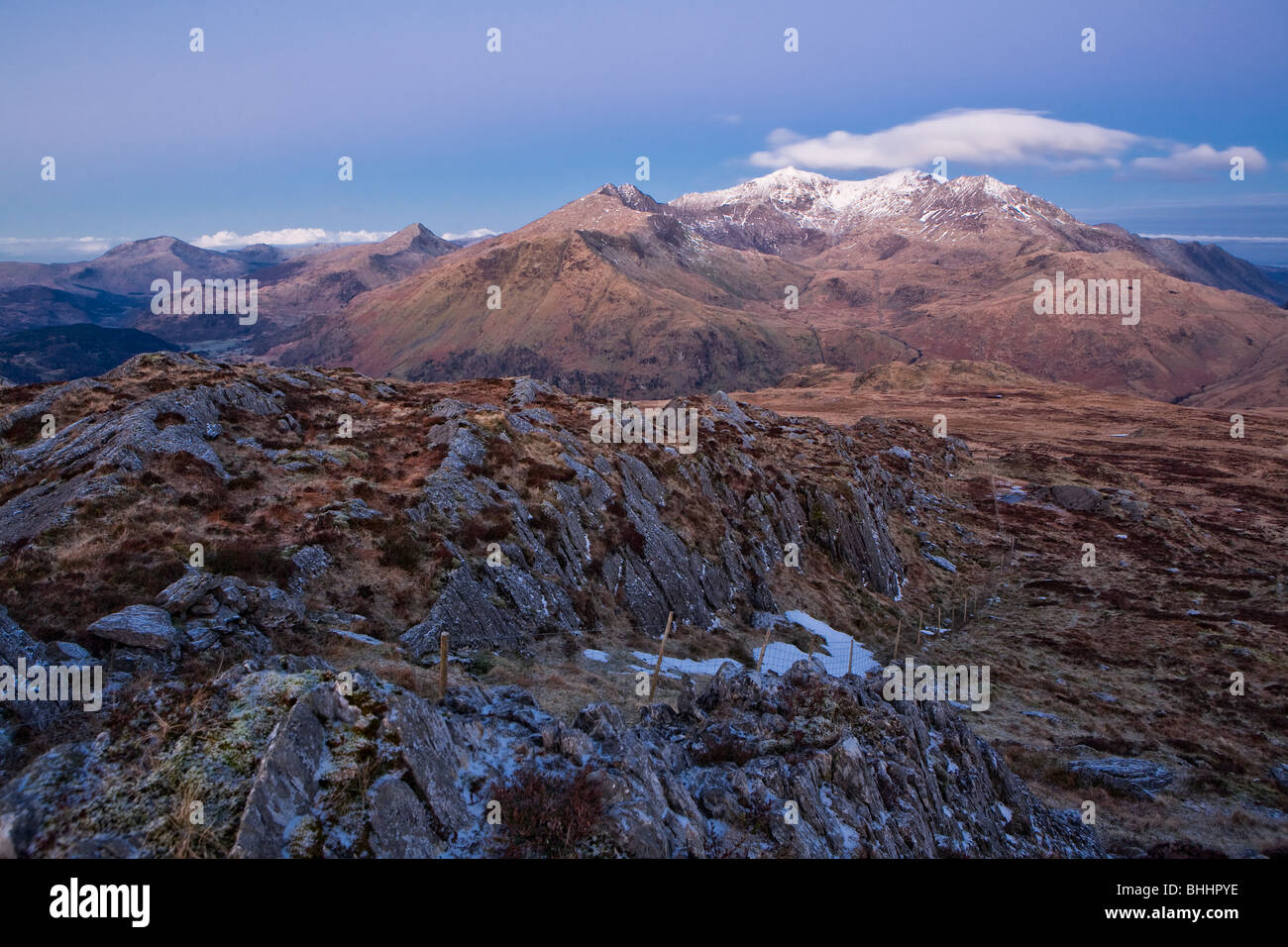 view of Snowdon / Yr Wyddfa in Snowdonia National Park, Wales, UK Stock ...
