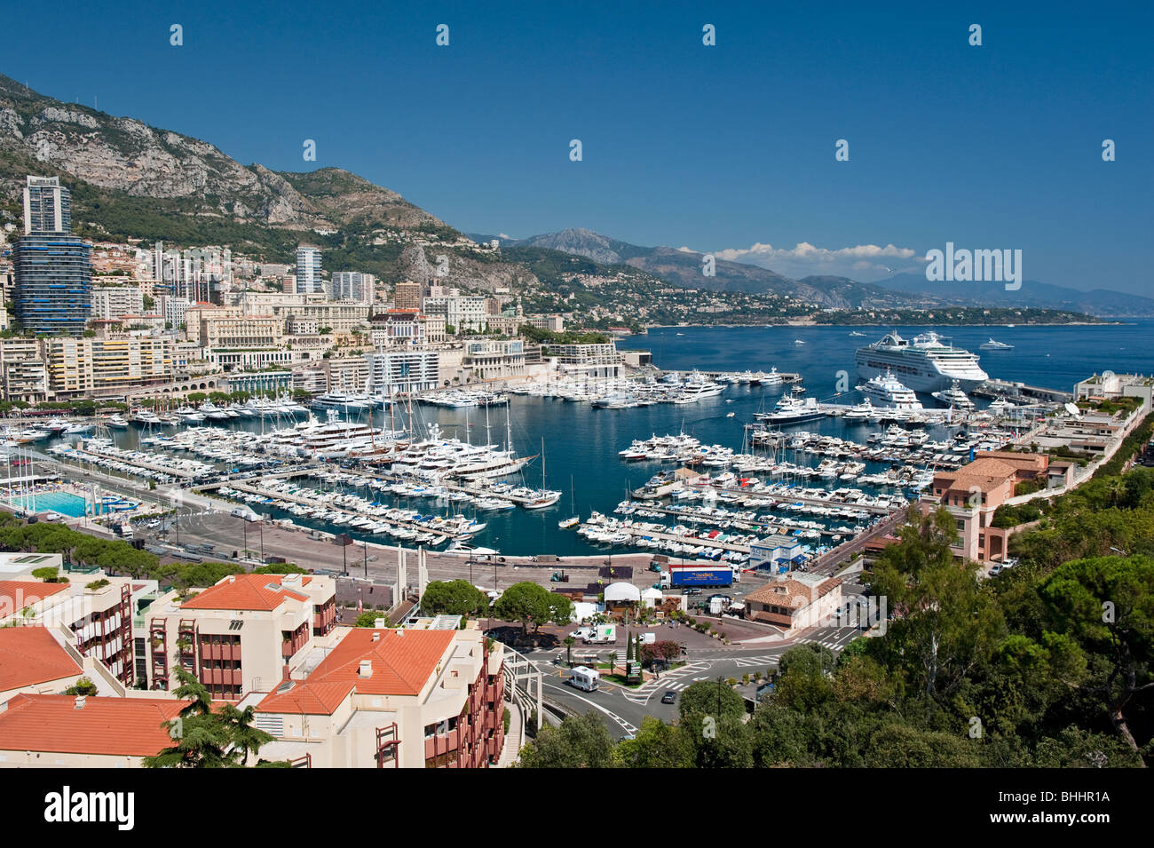 View of Port Hercule and Monte Carlo, Monaco Stock Photo - Alamy