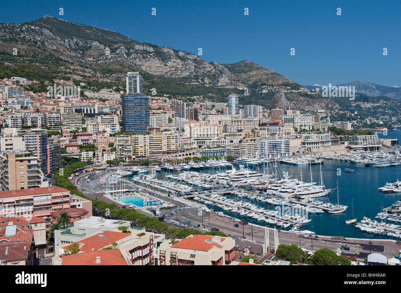 View of Port Hercule and Monte Carlo, Monaco Stock Photo - Alamy