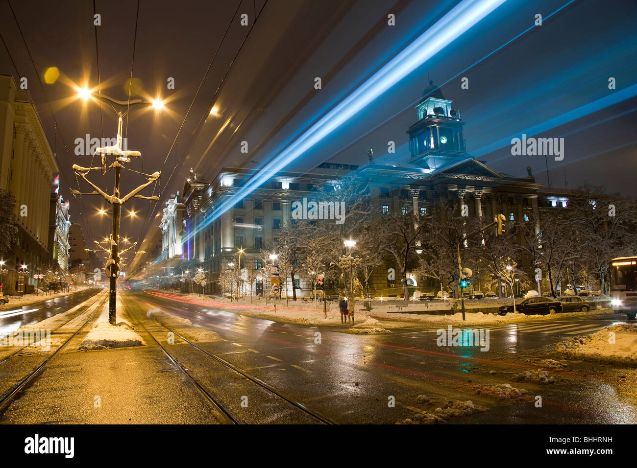 Belgrade at winter night Stock Photo - Alamy