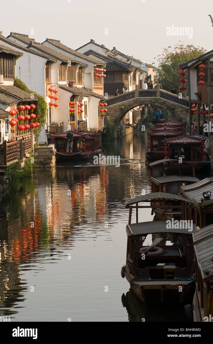 Historic water town area of Suzhou, Jiangsu province, China, Asia Stock ...