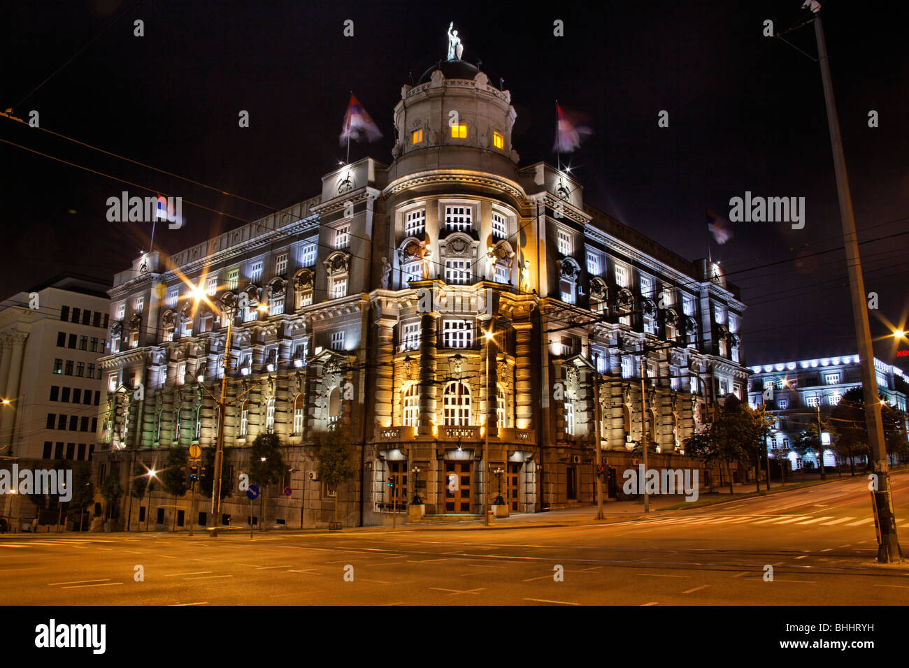 Building of Serbian government, Belgrade night Stock Photo - Alamy