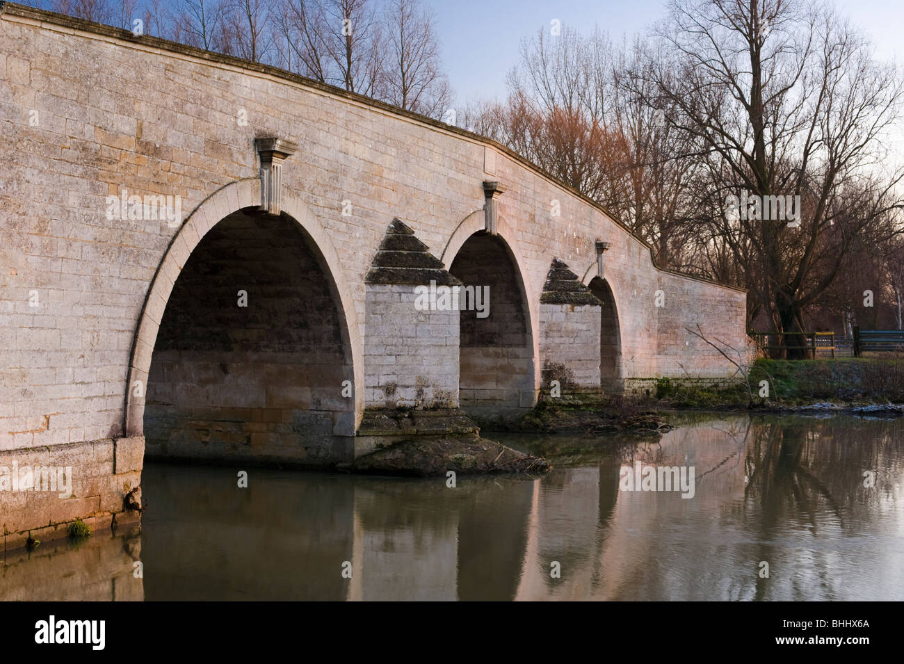 Limestone bridge over the River Nene, near Peterborough, Cambridgeshire ...