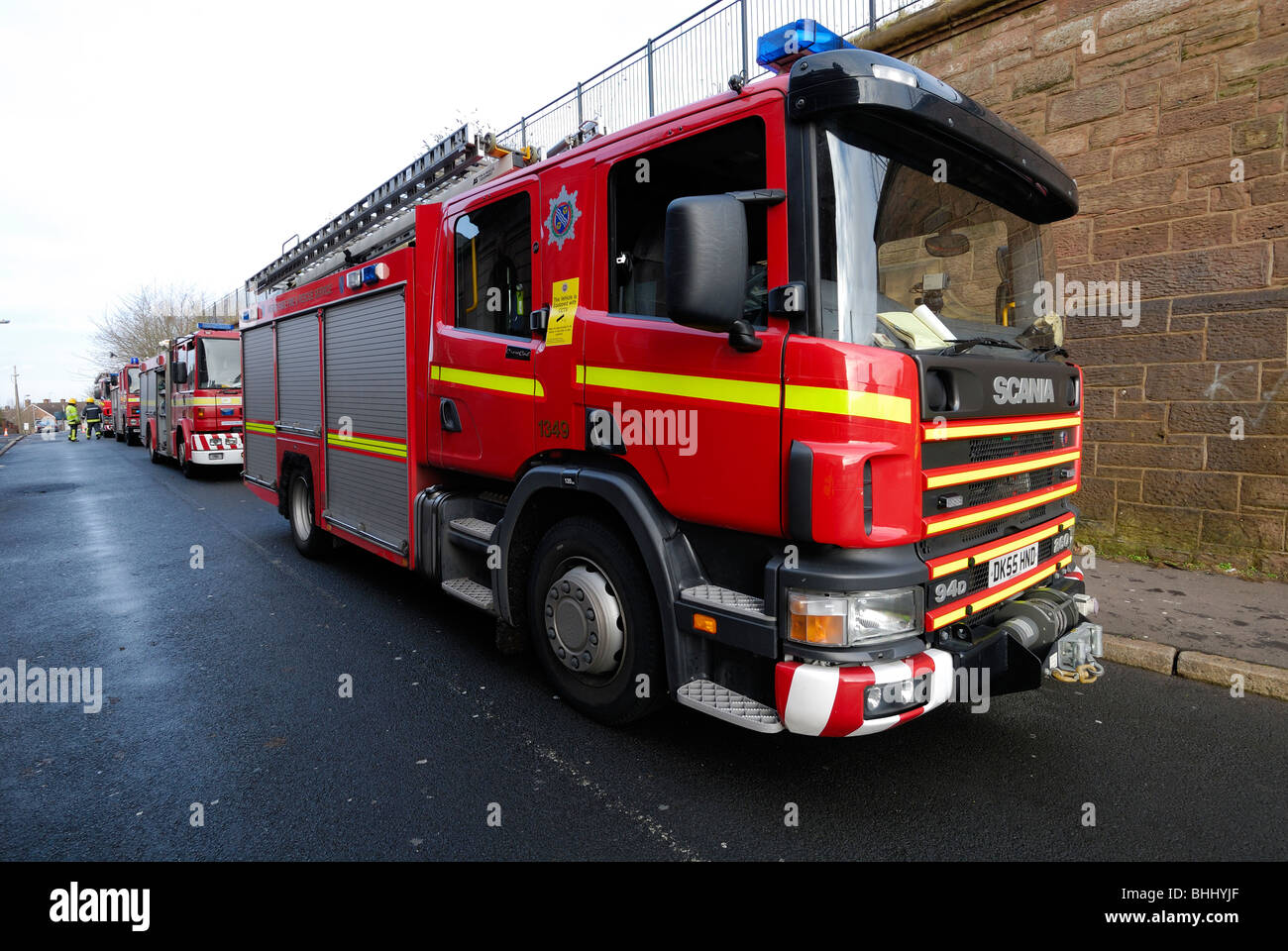 Row of Scania fire engines Stock Photo - Alamy