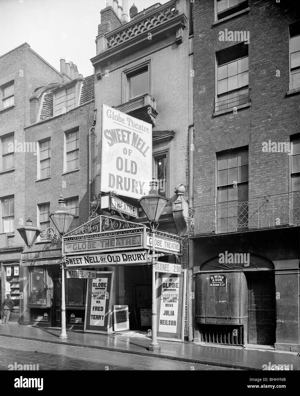 Advertisements at the Globe Theatre, Newcastle Street, London, 1902 ...