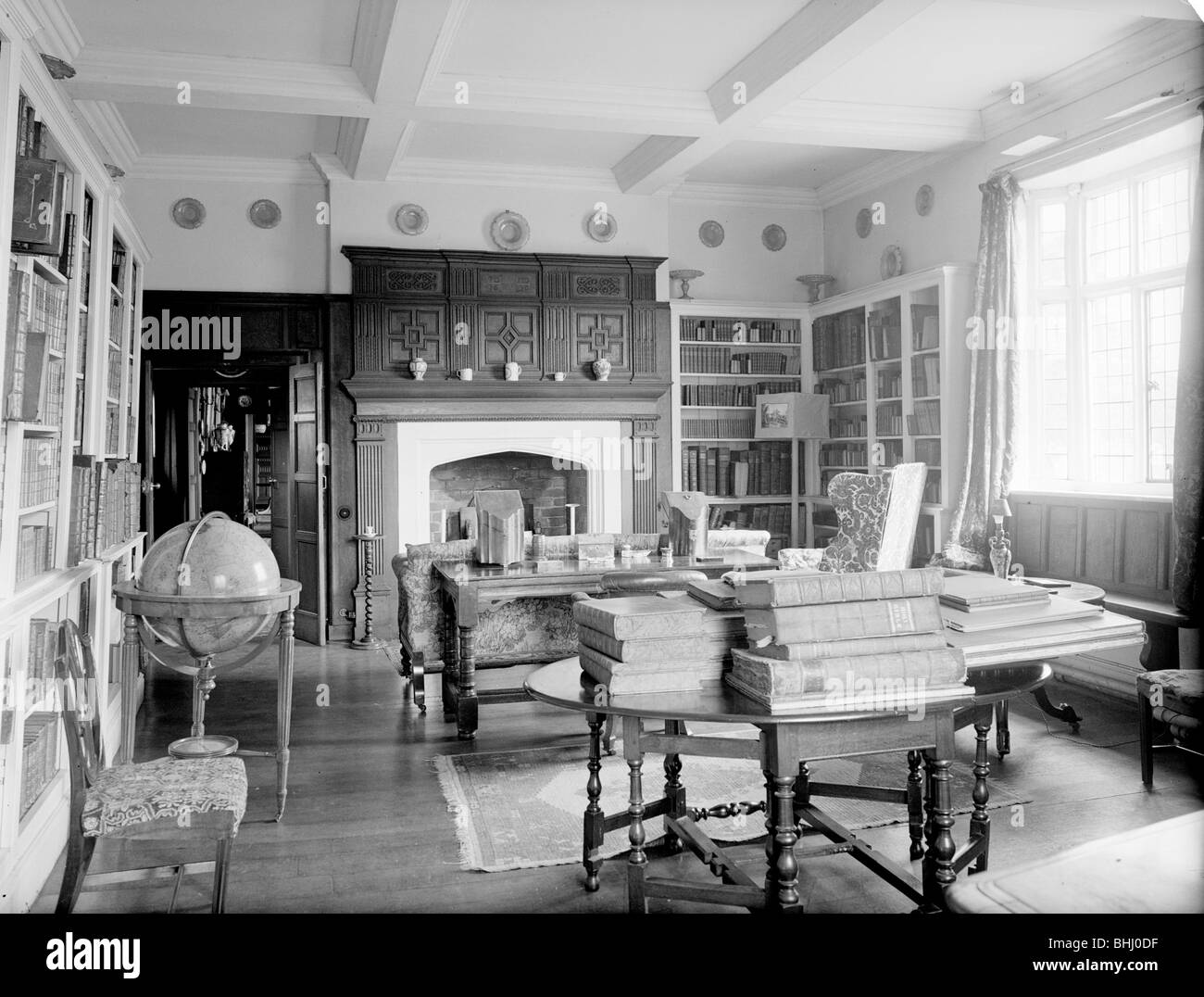 The library at Pitchford Hall, Shropshire, 1959. Artist: GB Mason Stock ...