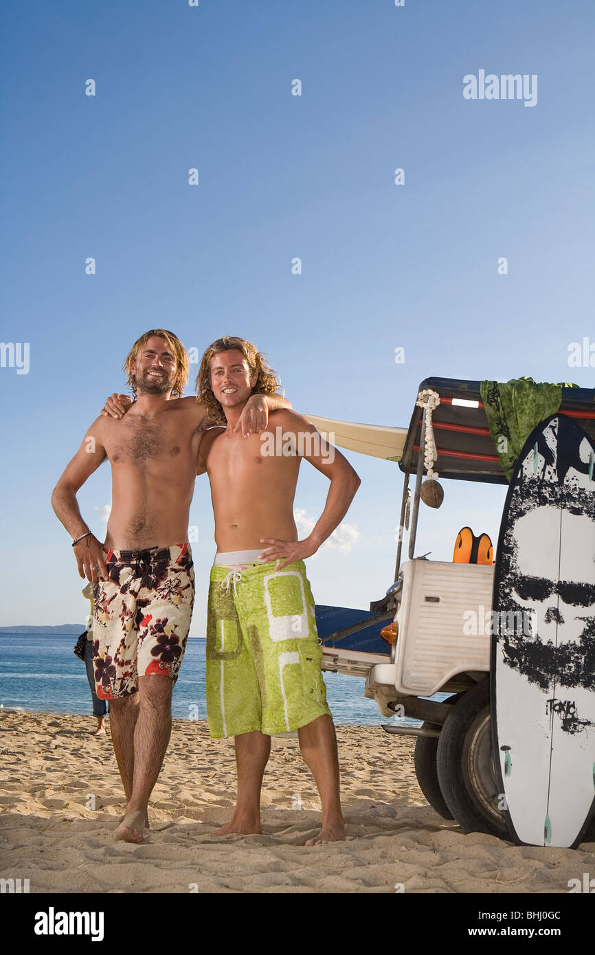 surf men portrait by jeep Stock Photo - Alamy
