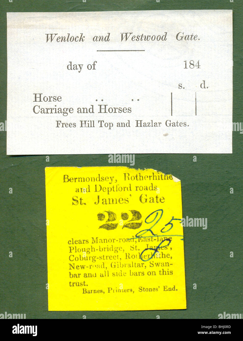 Two turnpike tickets, one unused, for London area Stock Photo - Alamy