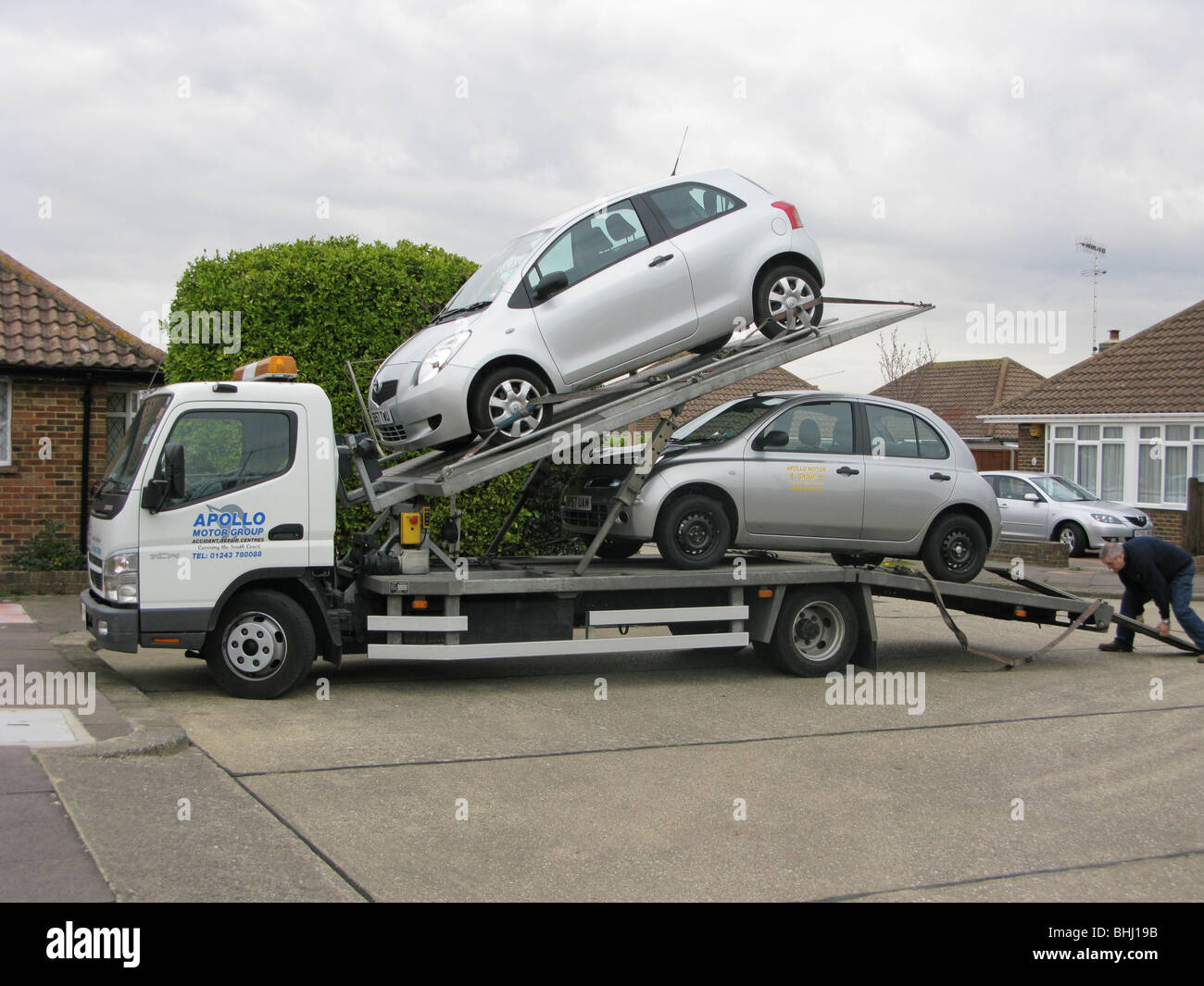 Car transporter loaded hi-res stock photography and images - Alamy