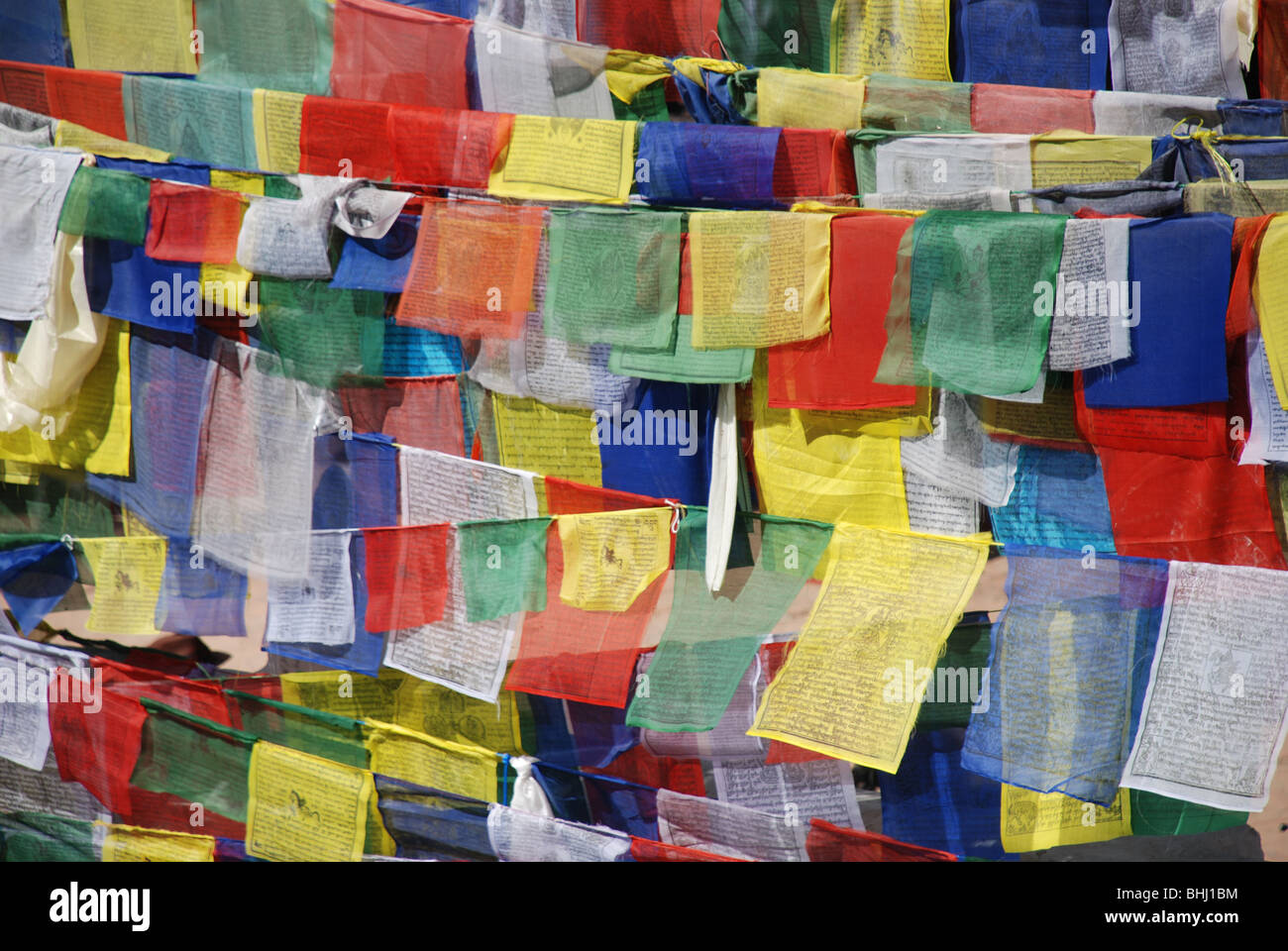 Colourfull buddhist pray flags hi-res stock photography and images - Alamy