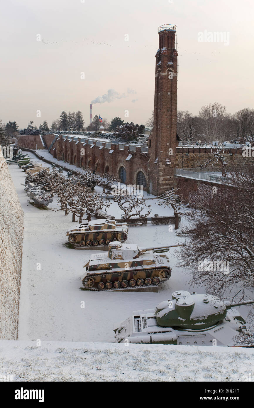 Military museum on Kalemegdan fortress, Belgrade, winter snow Stock ...