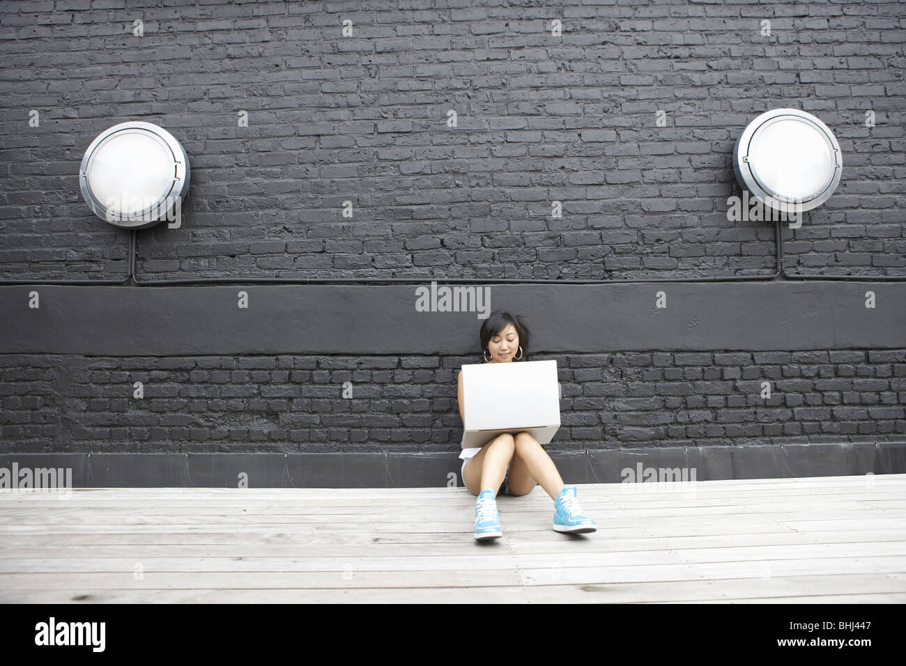 girl with a computer Stock Photo - Alamy