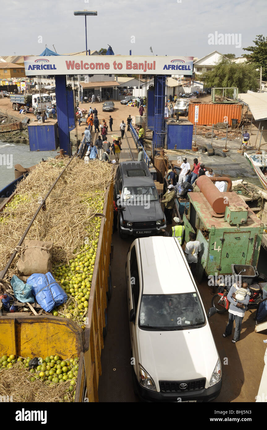 At the ferry berth in the River Gambia, The Gambia Stock Photo - Alamy