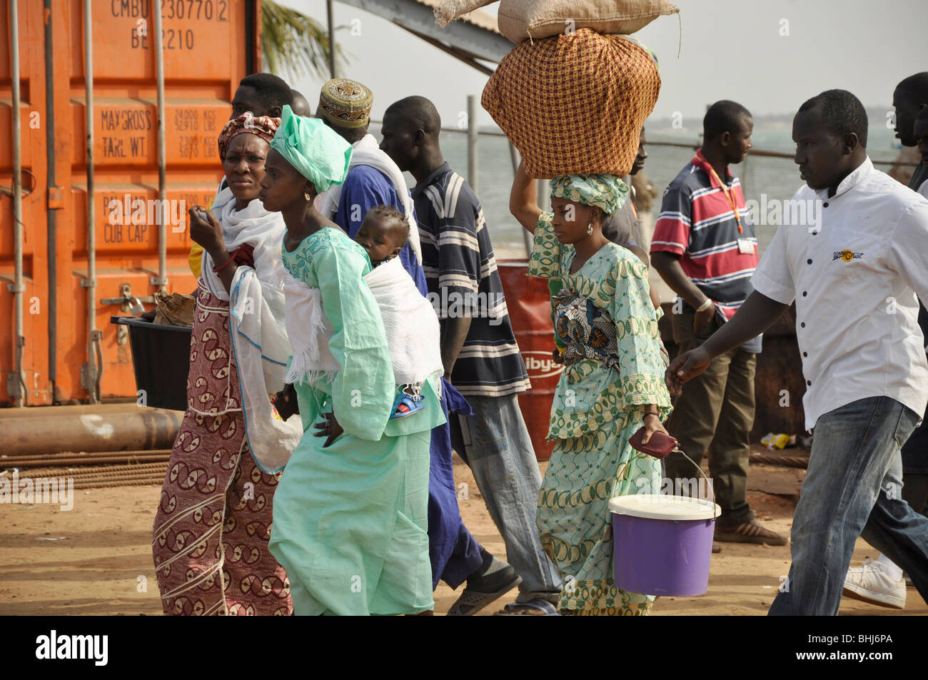 At the ferry berth in the River Gambia, The Gambia Stock Photo - Alamy