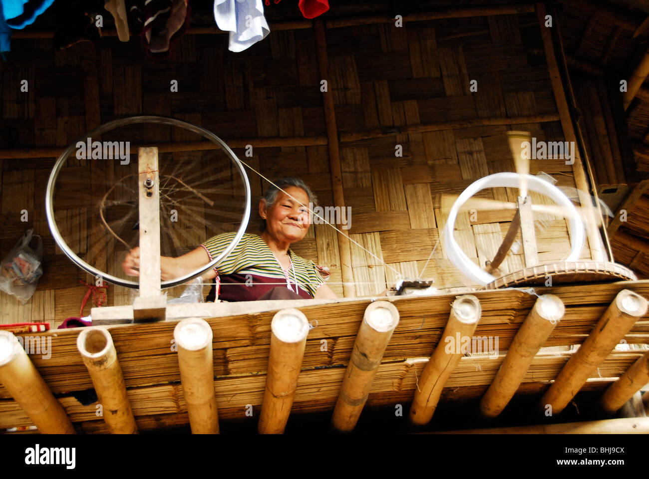 old karen lady weaving , umpium refugee camp(thai burmese border ...