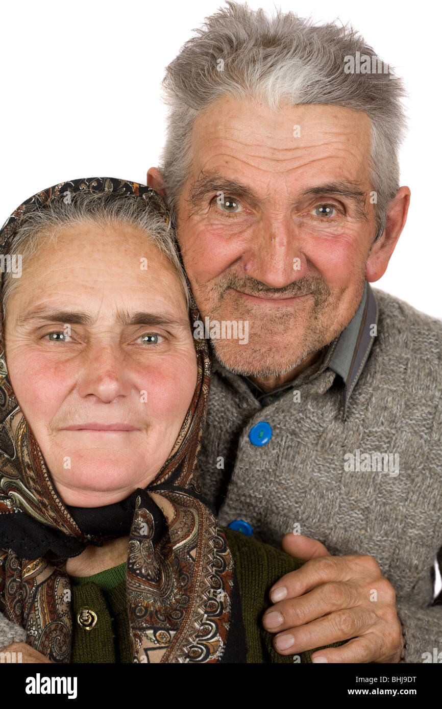 Portrait of an elderly couple, isolated on white background Stock Photo ...