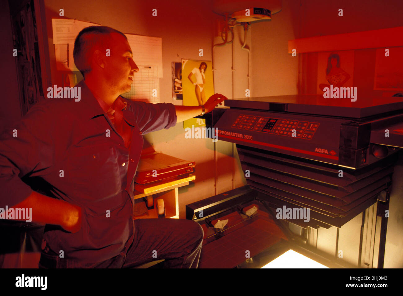 RAILWAY PRINTER OVER HIS SCANNER, SAINT-LAZARE PRINTING WORKS, PARIS ...