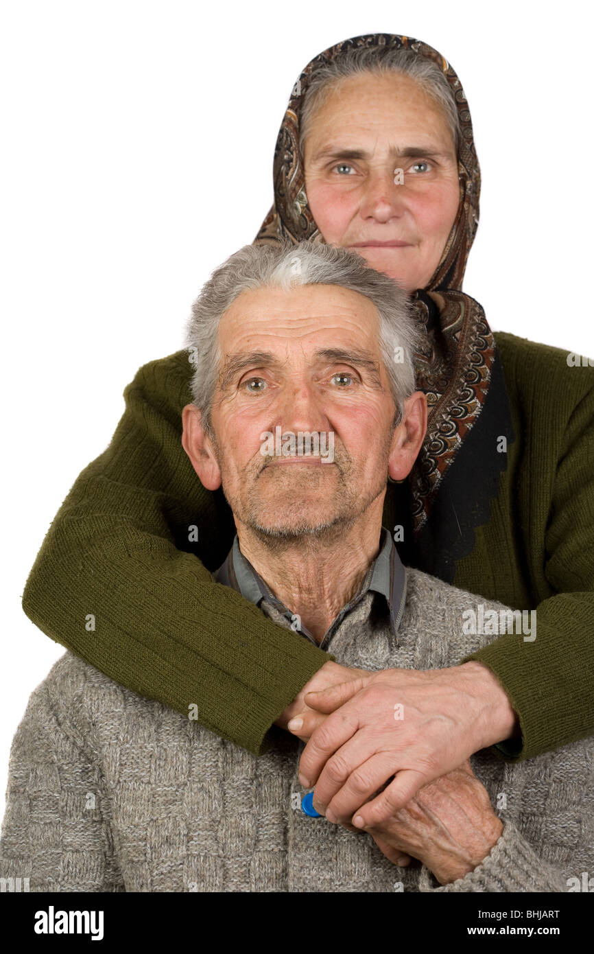 Portrait of an elderly couple, isolated on white background Stock Photo ...