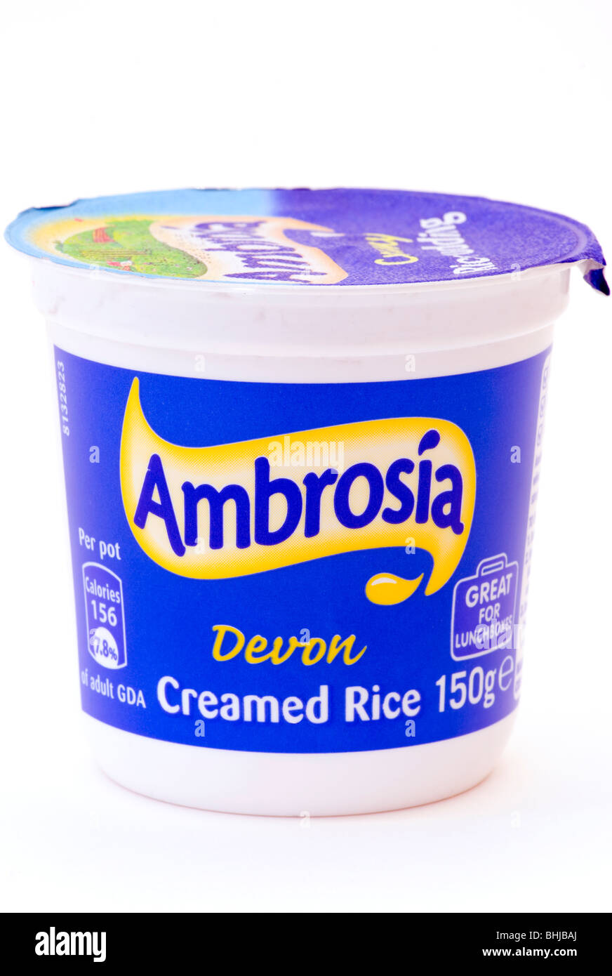 A Tub Of Ambrosia Devon Creamed Rice Isolated Against A White ...