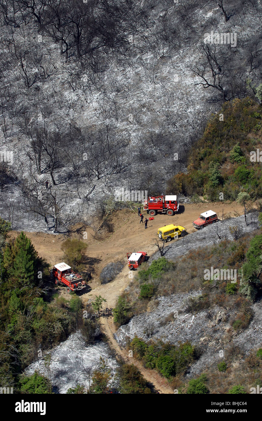 FOREST FIRE TANKER ON A FOREST FIRE PROTECTION TRAIL, FOREST FIRE IN ...