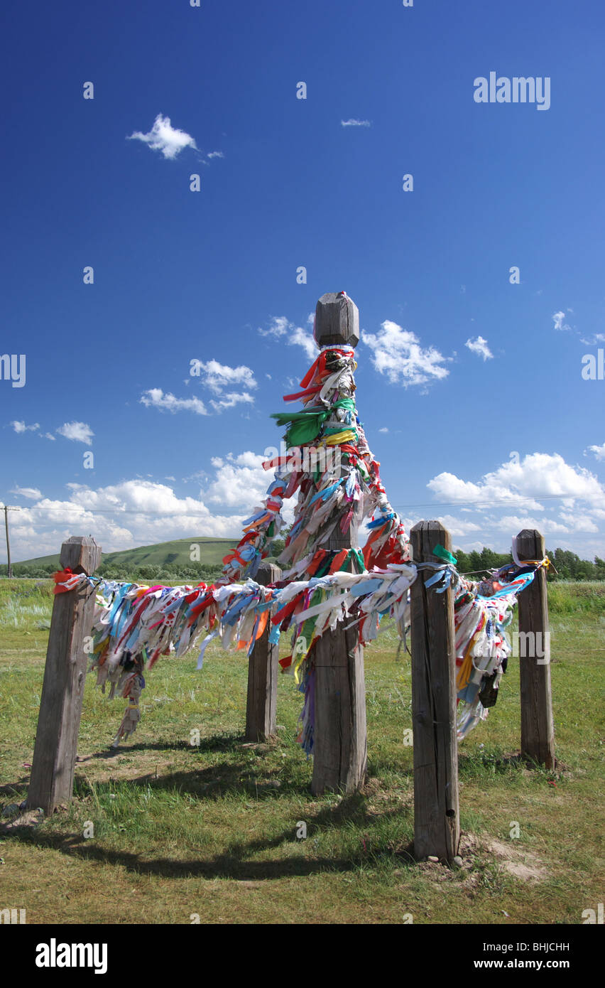 Ritual horse tethering post. Russian Khakas religion Stock Photo - Alamy